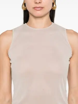 Saint Laurent Stretch Tulle Short Dress - Beige