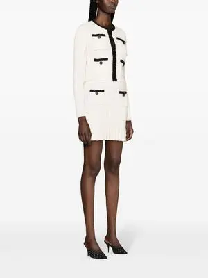 SELF-PORTRAIT Structured Knit Mini Skirt - Beige