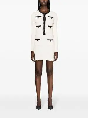 SELF-PORTRAIT Structured Knit Mini Skirt - Beige