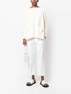 DANIELA GREGIS Cotton Boat Neck Jumper - White