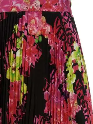 Versace Pleated Orchid Printed Skirt