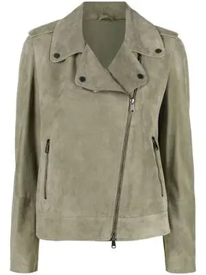 Brunello Cucinelli Suede Leather Biker Jacket