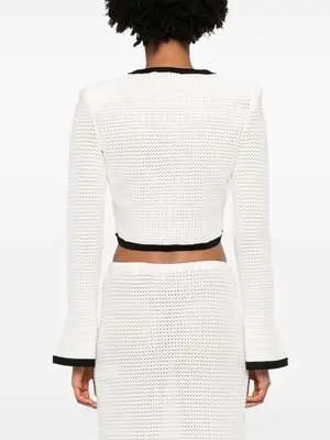 SELF-PORTRAIT Crochet Cropped Cardigan - White