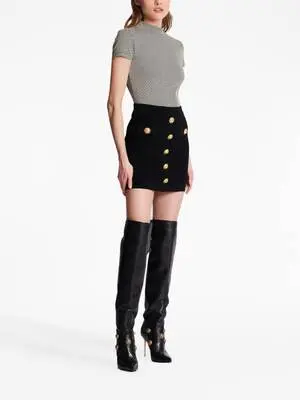 Balmain High-waist Knitted Mini Skirt
