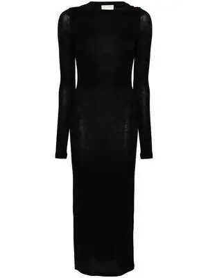 Saint Laurent Wool Blend Long Pencil Dress