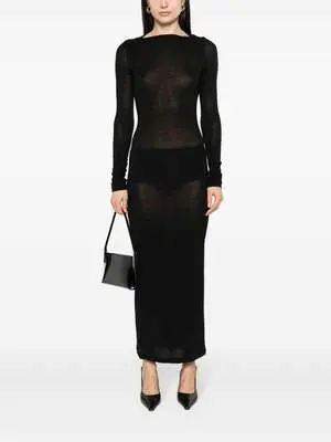 Saint Laurent Wool Blend Long Pencil Dress