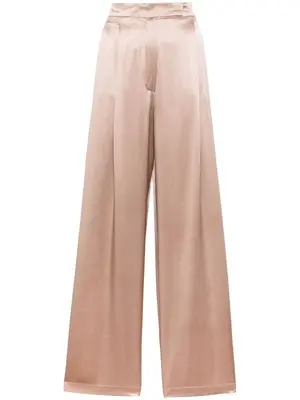 Max Mara Satin Wide Leg Trousers - Brown