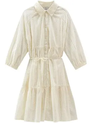 Woolrich Cotton Broderie Anglaise Shirt Dress - White