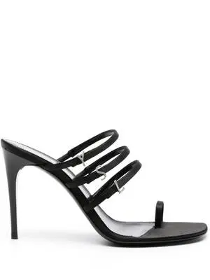 Saint Laurent Satin Heel Mules - Black