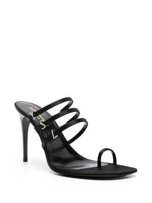 Saint Laurent Satin Heel Mules - Black