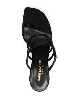 Saint Laurent Satin Heel Mules - Black