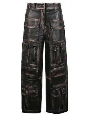 FERMAS.CLUB Leather Cargo Trousers - Black