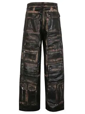 FERMAS.CLUB Leather Cargo Trousers - Black