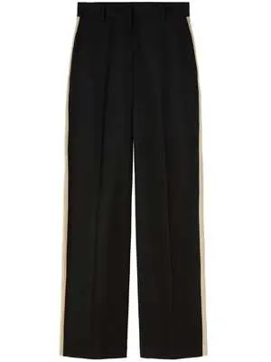 Palm Angels Wool Blend Straight Trousers - Black
