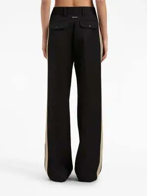 Palm Angels Wool Blend Straight Trousers - Black