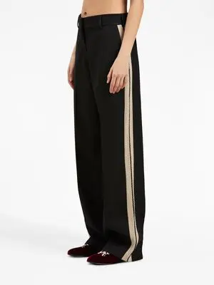 Palm Angels Wool Blend Straight Trousers - Black