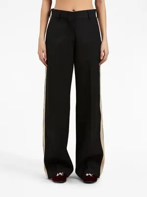 Palm Angels Wool Blend Straight Trousers - Black