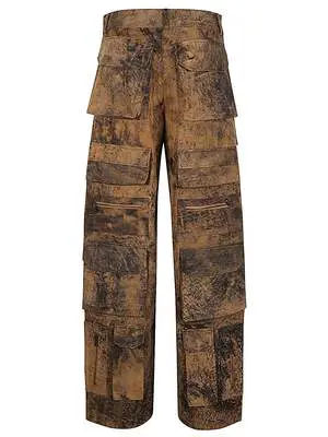FERMAS.CLUB Leather Cargo Trousers - Brown