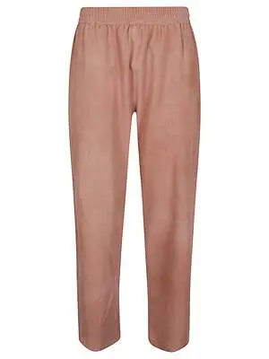 VIA MASINI 80 Suede Leather Trousers - Powder