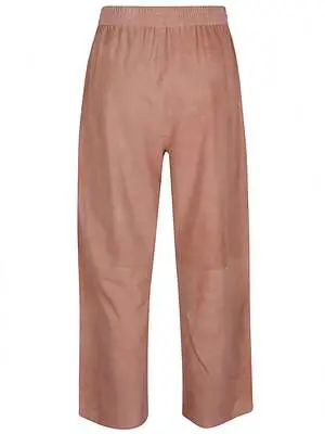 VIA MASINI 80 Suede Leather Trousers - Powder