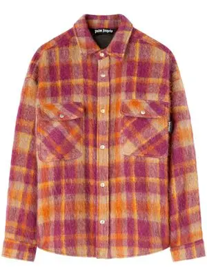 Palm Angels Checked Wool Overshirt - Bordeaux