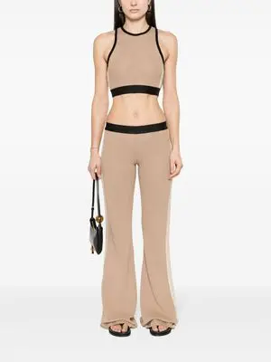 Palm Angels Logo Tape Knitted Trousers - Beige