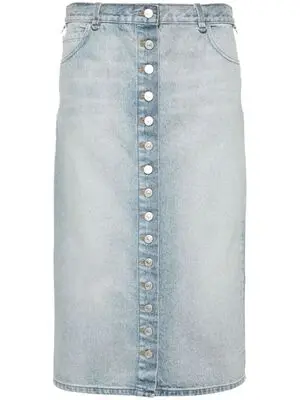 COURREGES Denim Midi Skirt - Clear Blue