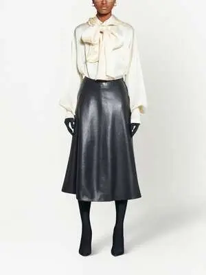 Balenciaga Leather Midi Skirt