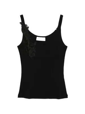 ERMANNO FIRENZE Embroidered Tank Top - Black