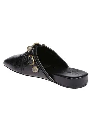 Balenciaga Cosy Cagole Leather Slippers - Black