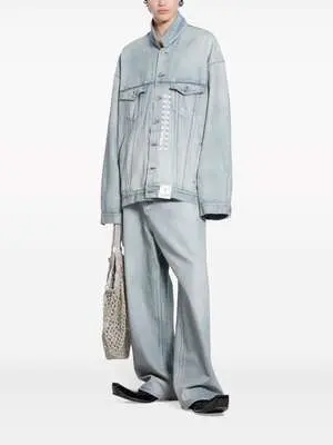 Balenciaga Sticker Denim Jacket - Clear Blue
