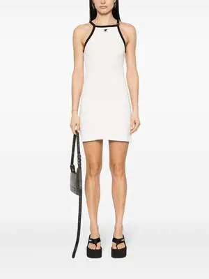 COURREGES Buckle Contrast Short Dress - White