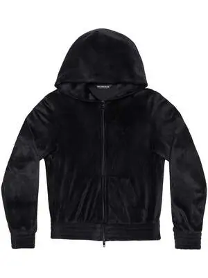 Balenciaga Velvet Zip-up Hoodie - Black