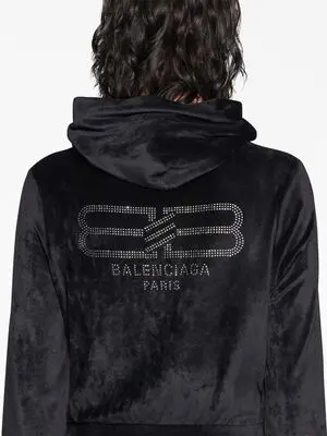 Balenciaga Velvet Zip-up Hoodie - Black