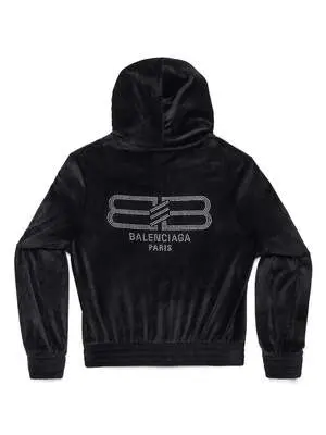 Balenciaga Velvet Zip-up Hoodie - Black