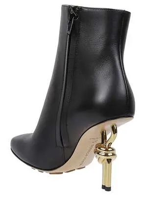 Bottega Veneta Knot Leather Ankle Boots - Black