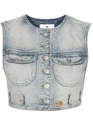Women's Cropped Denim Vests