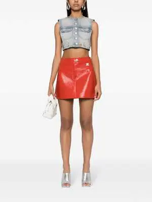 COURREGES Denim Cropped Vest - Clear Blue