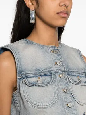 COURREGES Denim Cropped Vest - Clear Blue