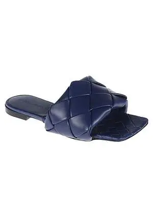 Bottega Veneta Lido Leather Flat Sandals - Blue
