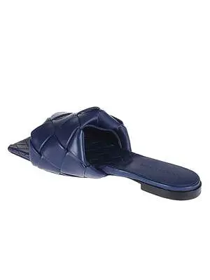 Bottega Veneta Lido Leather Flat Sandals - Blue