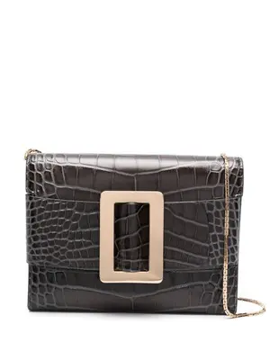 Boyy Buckle Croco Embossed Leather Travel Clutch