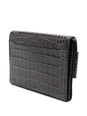 Boyy Buckle Croco Embossed Leather Travel Clutch