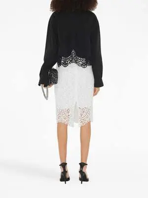 Burberry Macramé-lace Pencil Skirt - White