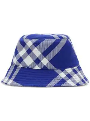 Burberry Check Motif Bucket Hat - Blue