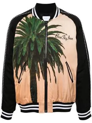 BLUE SKY INN Logo Varsity Jacket - Beige