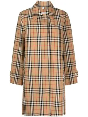 Burberry Check Motif Raincoat - Beige