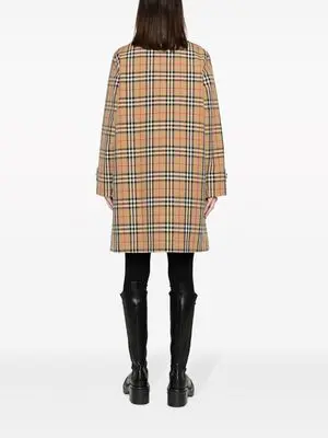 Burberry Check Motif Raincoat - Beige