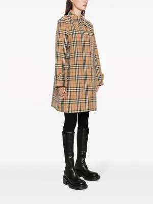 Burberry Check Motif Raincoat - Beige