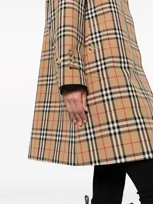 Burberry Check Motif Raincoat - Beige
